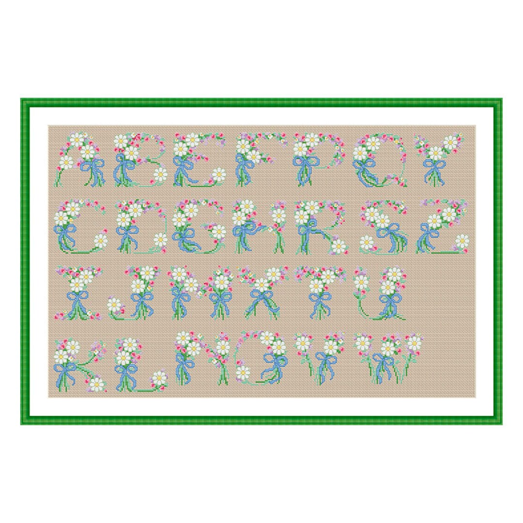 Summer Flower ABC, Counted Cross Stitch Pattern, Floral Letters ...