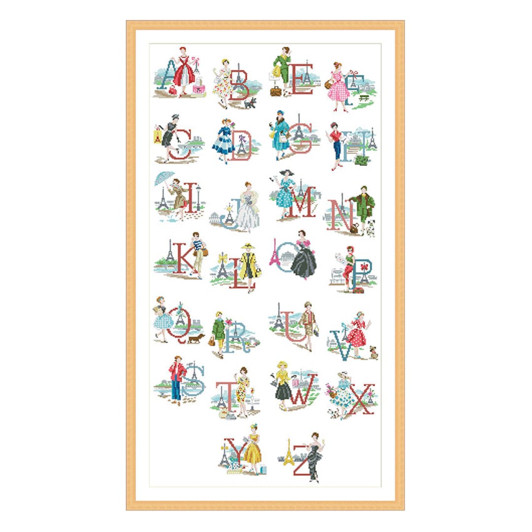 Parisian Female Alphabet, Counted Cross Stitch Pattern, Vintage ...