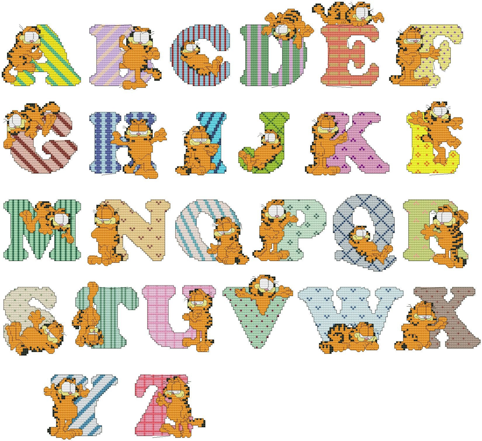 Garfield Alphabet, Counted Cross Stitch Pattern PDF, Alphabet, Letters ...