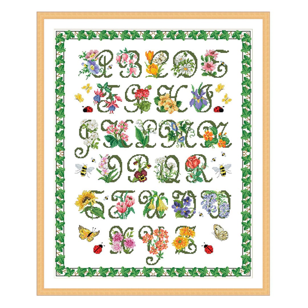 Garden Alphabet, Garden ABC, Counted Cross Stitch Pattern, Floral ...