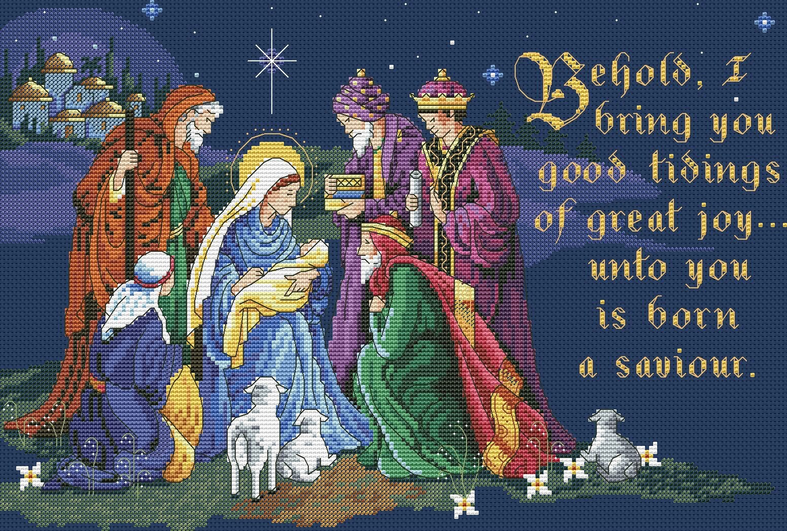 Christmas Eve, Counted Cross Stitch Pattern, Holy Family, Nativity ...
