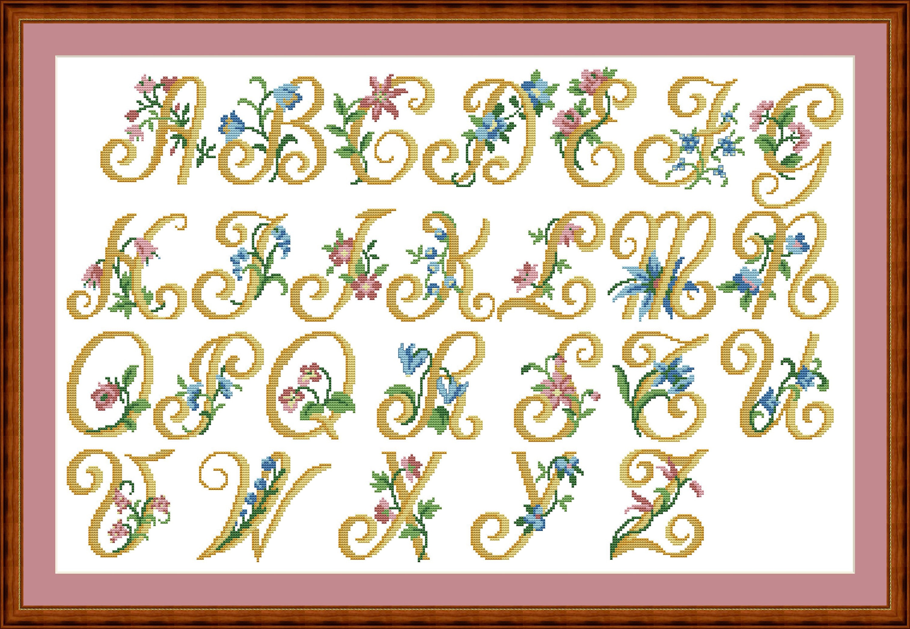 Floral Alphabet, Counted Cross Stitch Pattern, Floral Letters ...
