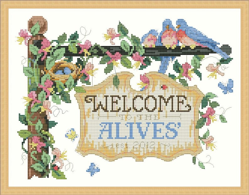 Welcome, Counted Cross Stitch Pattern, Garden Country, Digital Pattern ...