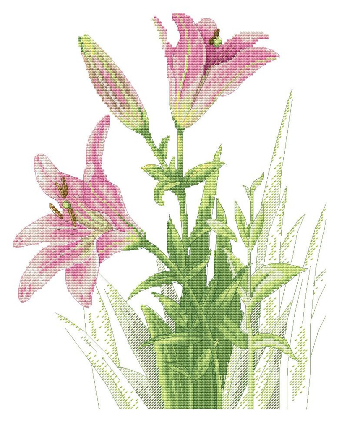 Lilies, Cross Stitch Pattern, PDF Digital Pattern, Spring Garden ...
