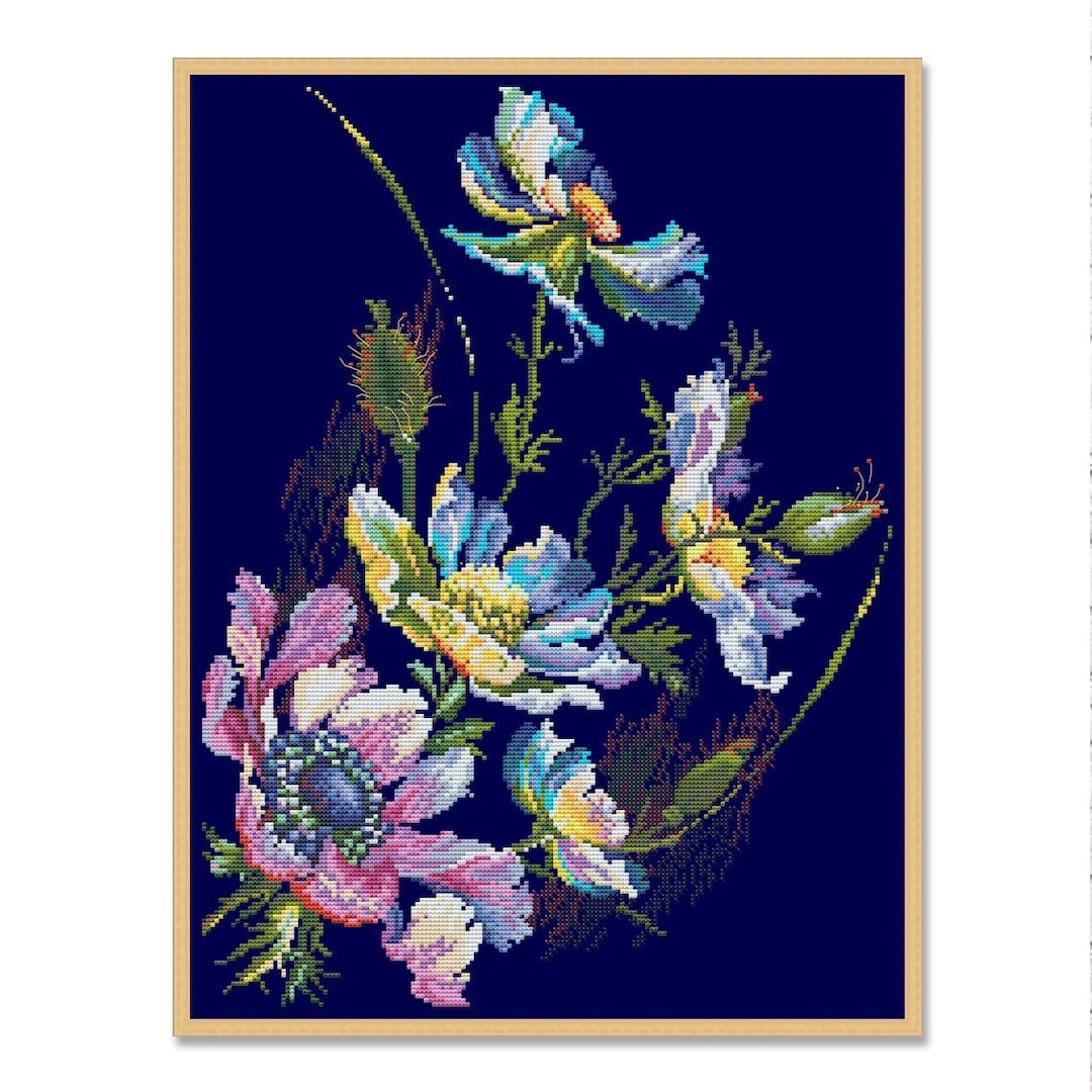 Watercolor Anemones, Counted Cross Stitch Pattern, Digital Pattern PDF ...