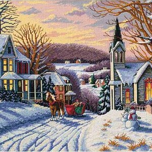 Wintry Eve, Counted Cross Stitch Pattern, Winter Landscape, Snow ...