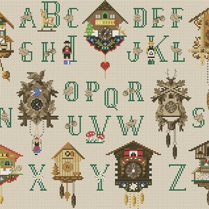 Clock Alphabet, Sampler ABC, Counted Cross Stitch Pattern, Floral ...