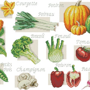 Vegetables Sampler, Counted Cross Stitch Pattern, Kitchen Still Life ...