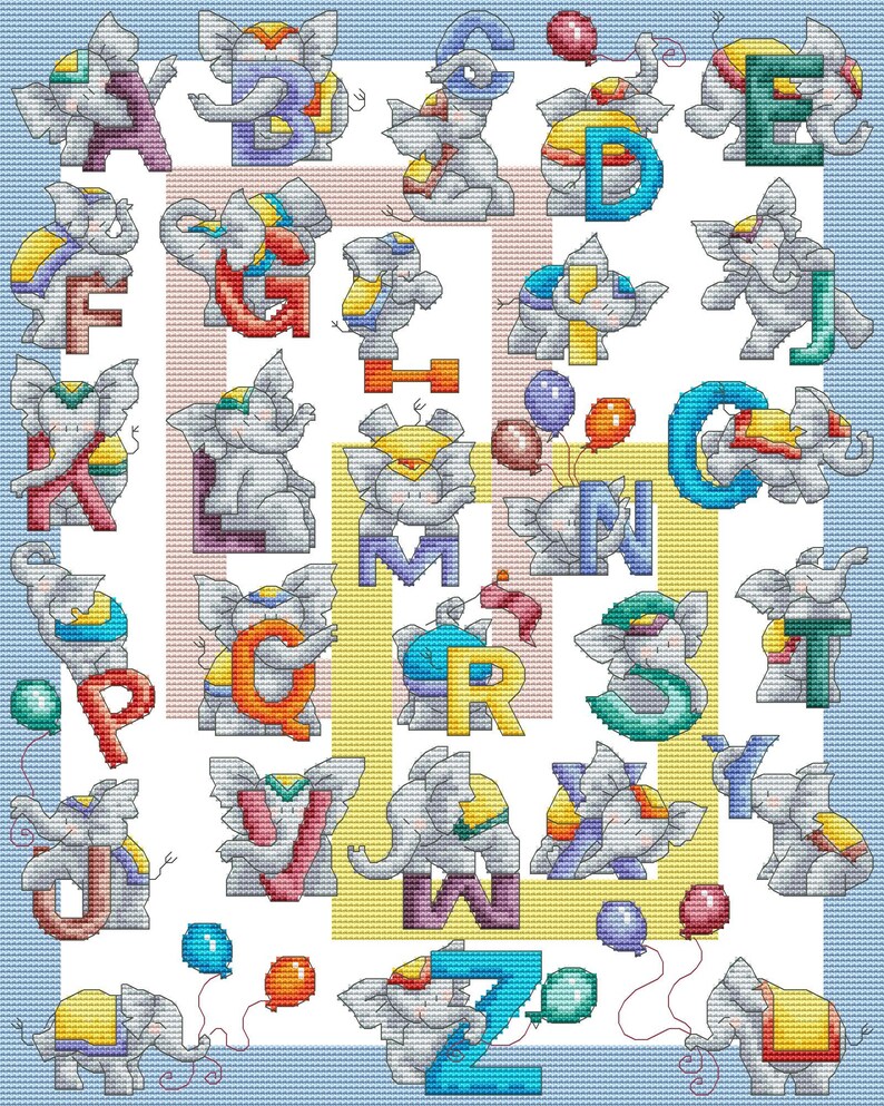 Elephant ABC, Counted Cross Stitch Pattern, Alphabet, Letters ...