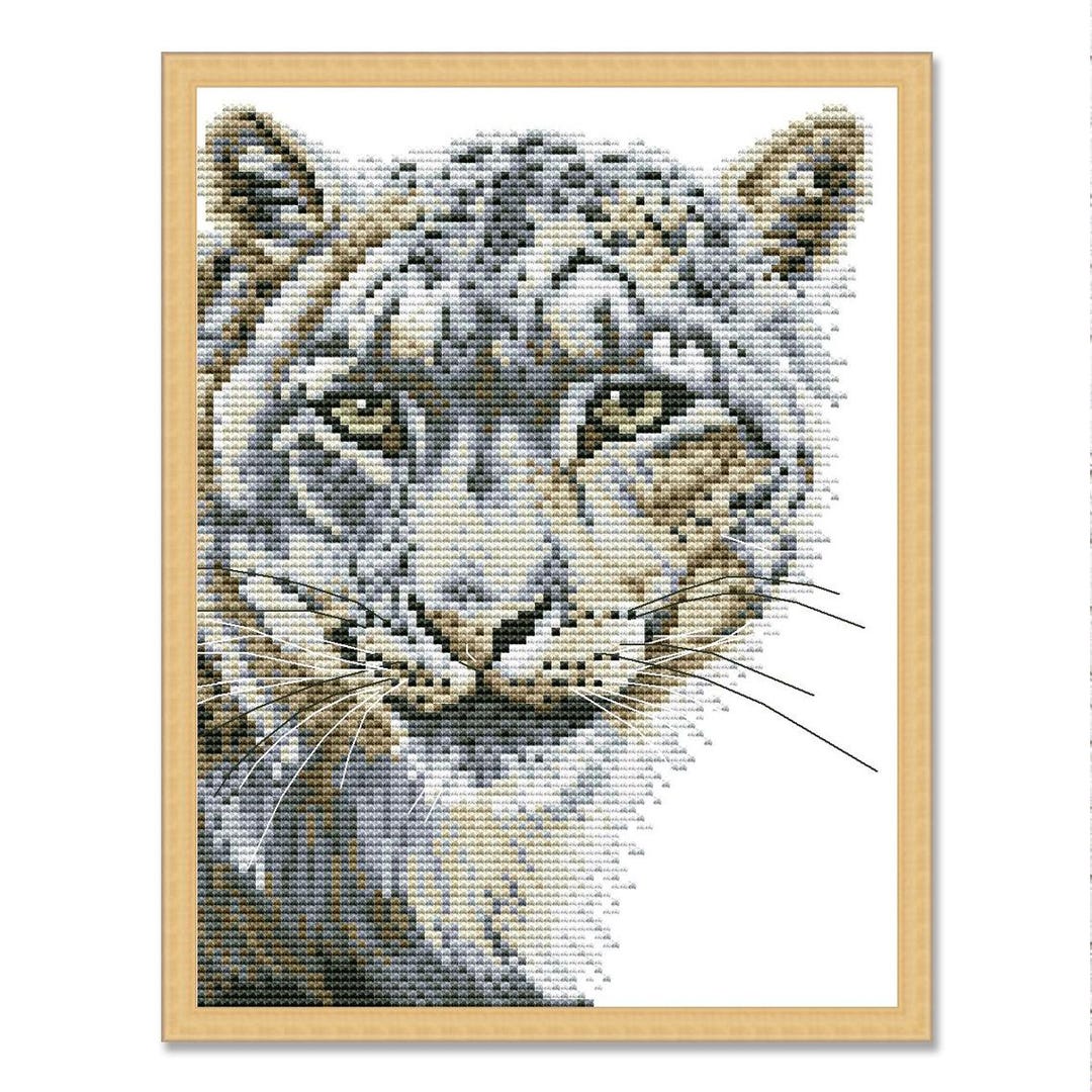 Snow Leopard, Counted Cross Stitch Pattern, Snow Hunter, Wildcat, Wild ...