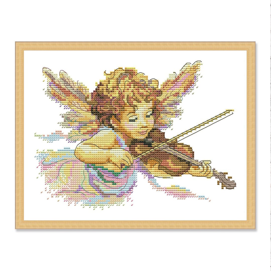 Angel With Violin, Counted Cross Stitch Pattern, Angel of Music ...