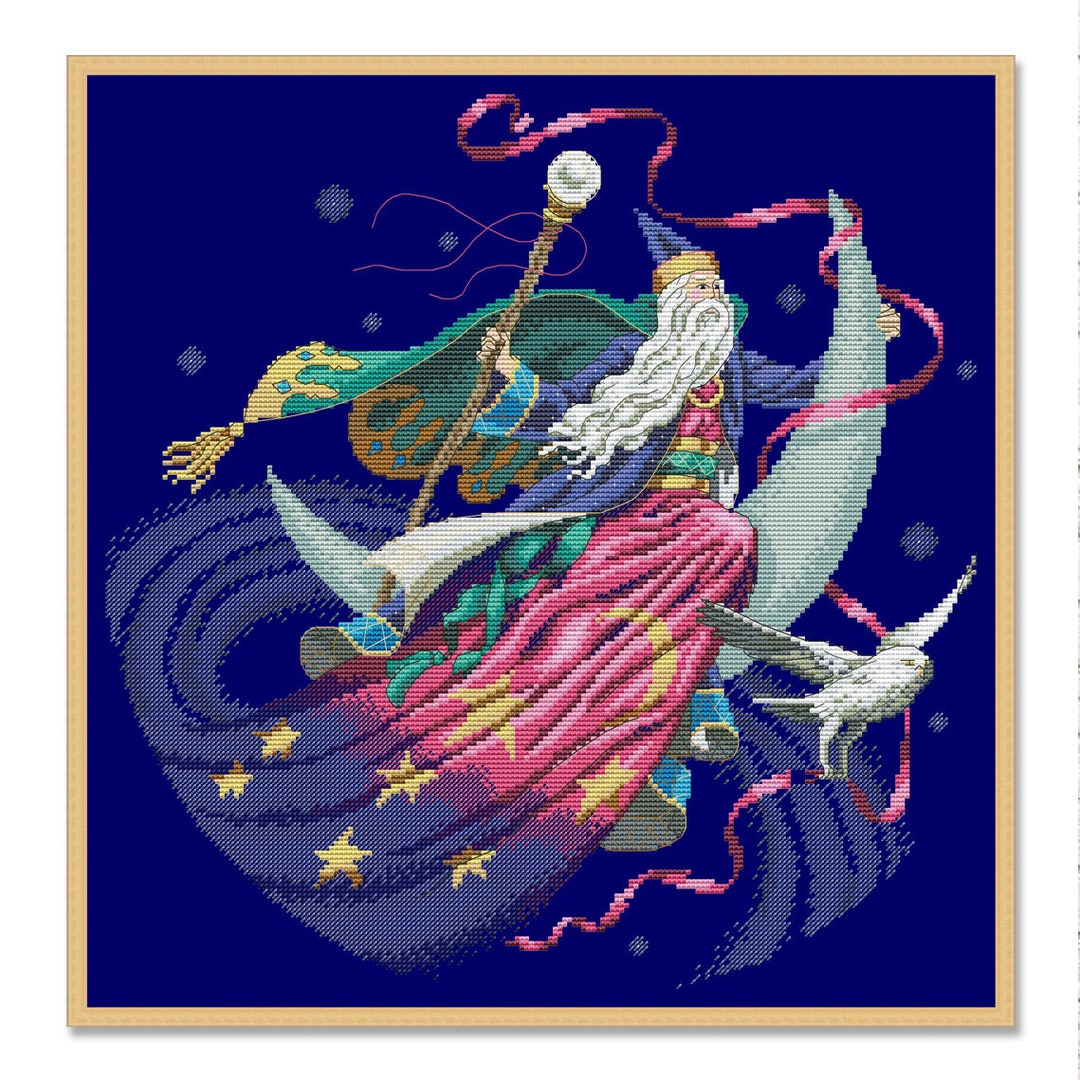Charmed Sorcerer, Counted Cross Stitch Pattern, Winter, Santa, Snow ...