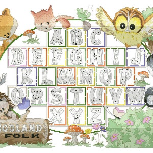 Woodland Folk ABC, Counted Cross Stitch Pattern PDF, Alphabet, Animals ...