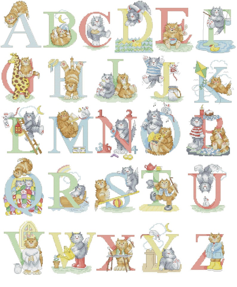 Cats Alphabet, Counted Cross Stitch Pattern PDF, Alphabet, Letters ...