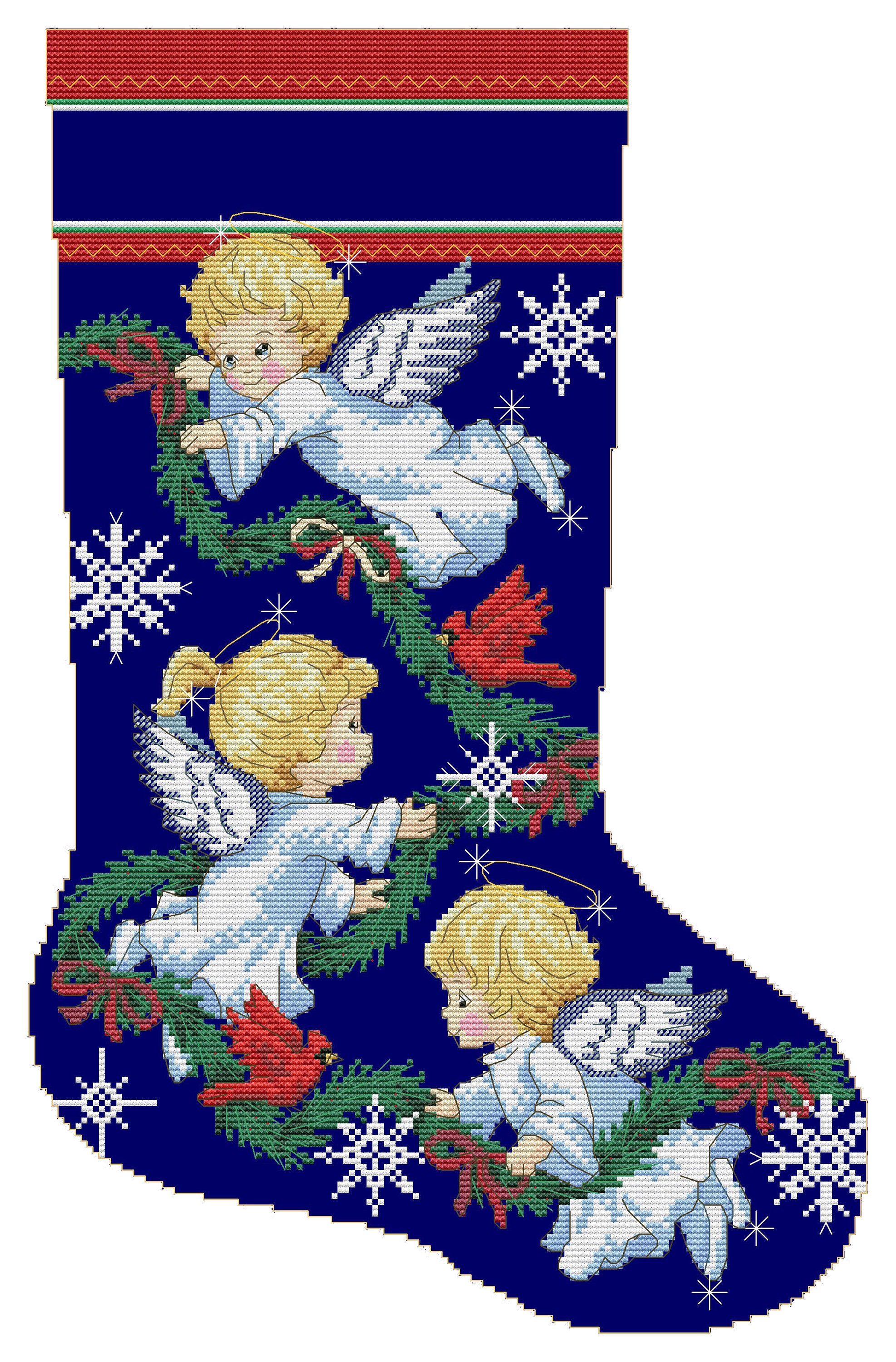 Christmas Stocking, Angel Blossom, Counted Cross Stitch Pattern ...