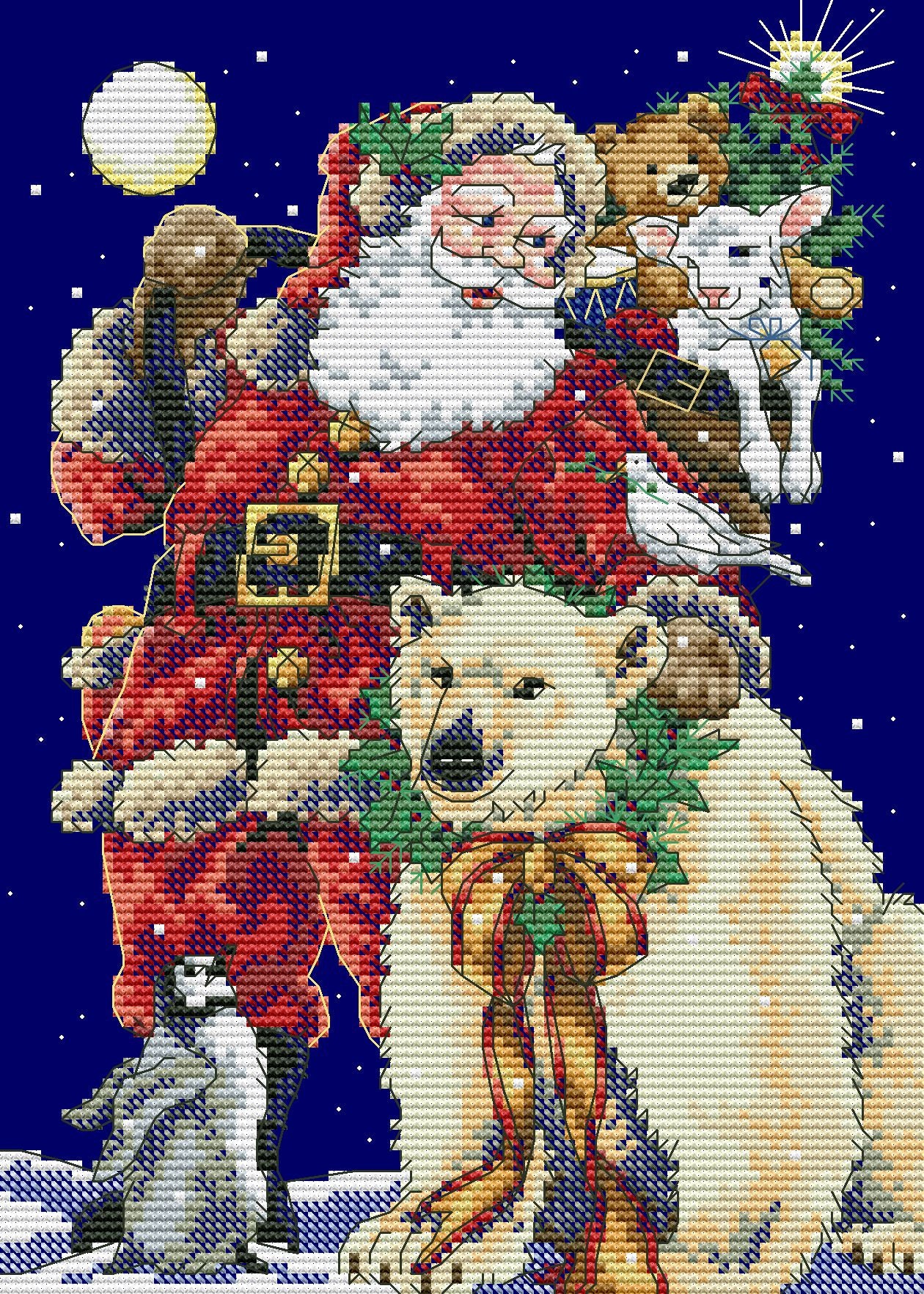 Beloved Santa, Counted Cross Stitch Pattern, Winter, Santa, Snow ...