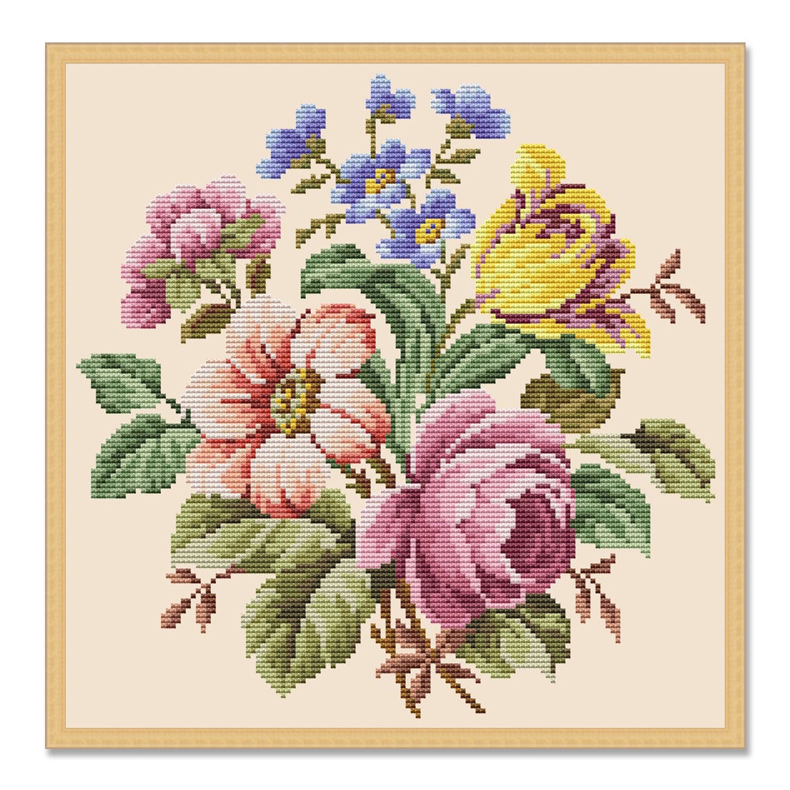 Retro Flowers, Cross Stitch Pattern, PDF Digital Pattern, Modern Decor ...
