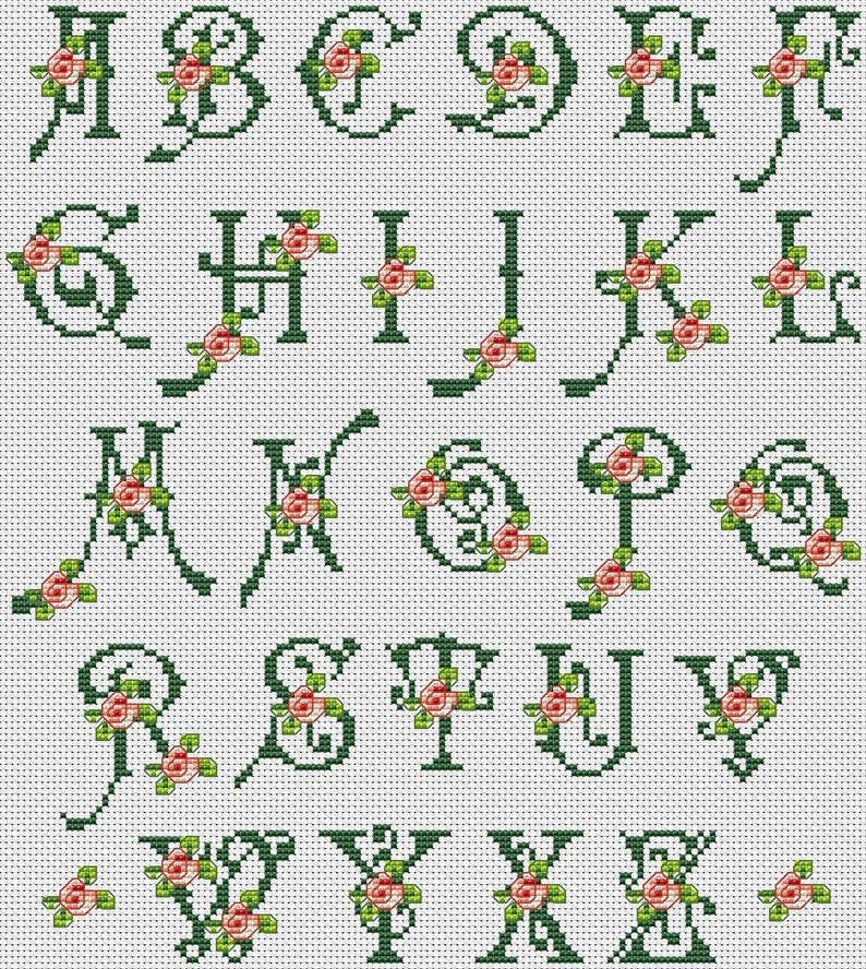 Floral Alphabet Counted Cross Stitch Pattern Floral Letters - Etsy