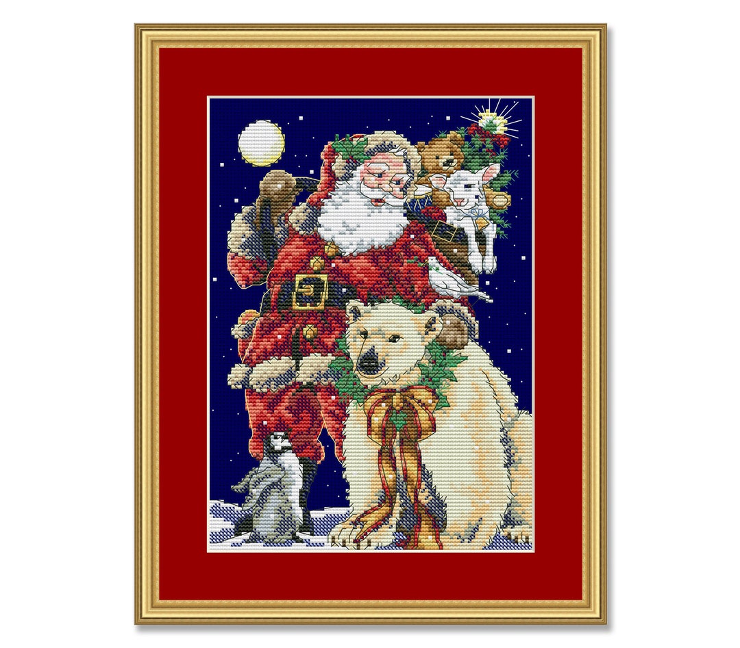 Beloved Santa, Counted Cross Stitch Pattern, Winter, Santa, Snow ...