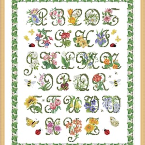 Garden Alphabet, Garden ABC, Counted Cross Stitch Pattern, Floral ...