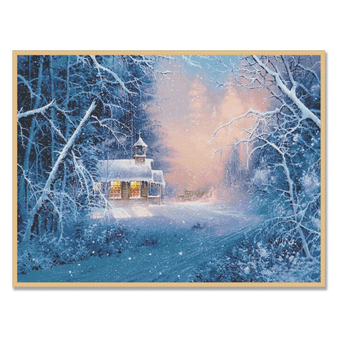 Winter Night, Counted Cross Stitch Pattern, Winter Landscape, Snow ...