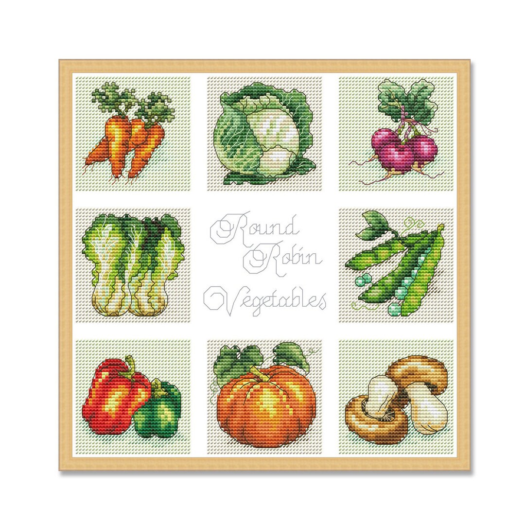 Round Robin, Vegetables Sampler, Counted Cross Stitch Pattern, Kitchen ...