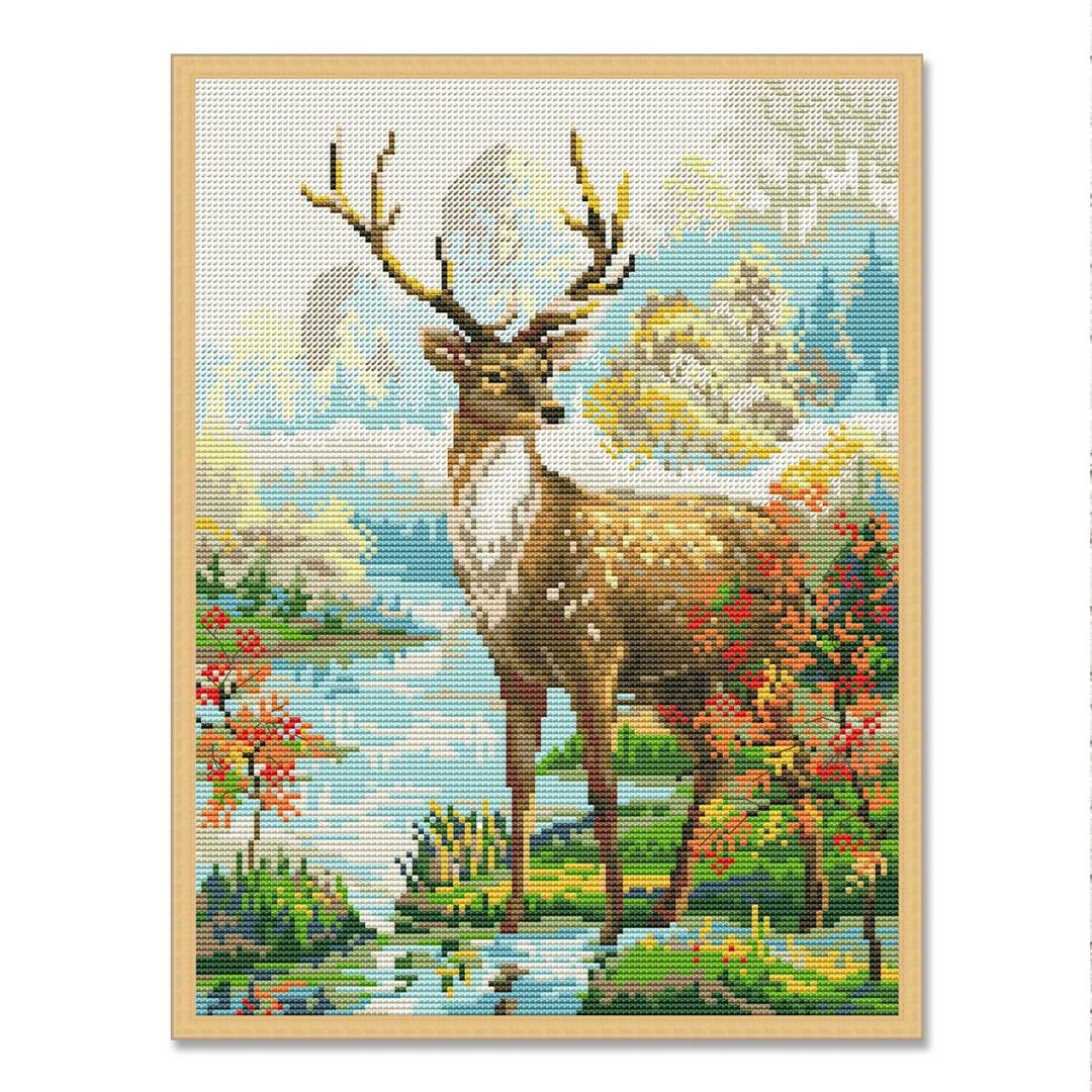 Deer, Counted Cross Stitch Pattern, Wild Animals, Summer Forest, Hand ...
