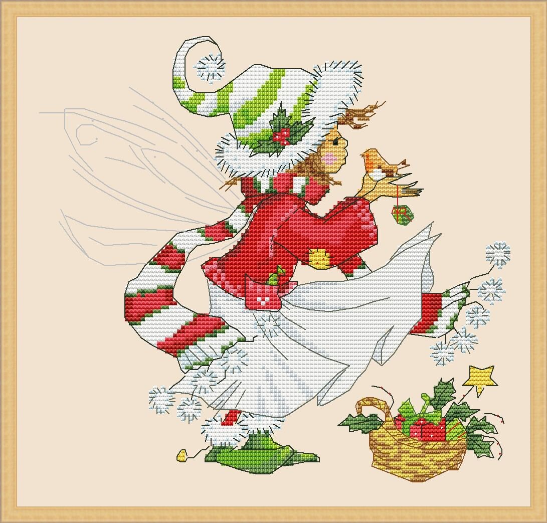 Christmas Elf Girl, Cross Stitch Pattern, Fairy Wings, Xstitch Decor ...