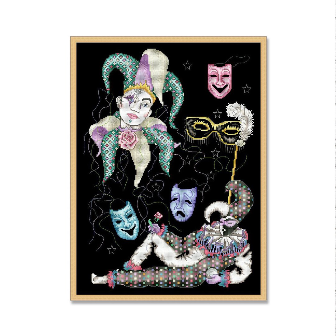 Jesters, Cross Stitch Pattern, PDF Digital Pattern, Сomedy, Tragedy ...