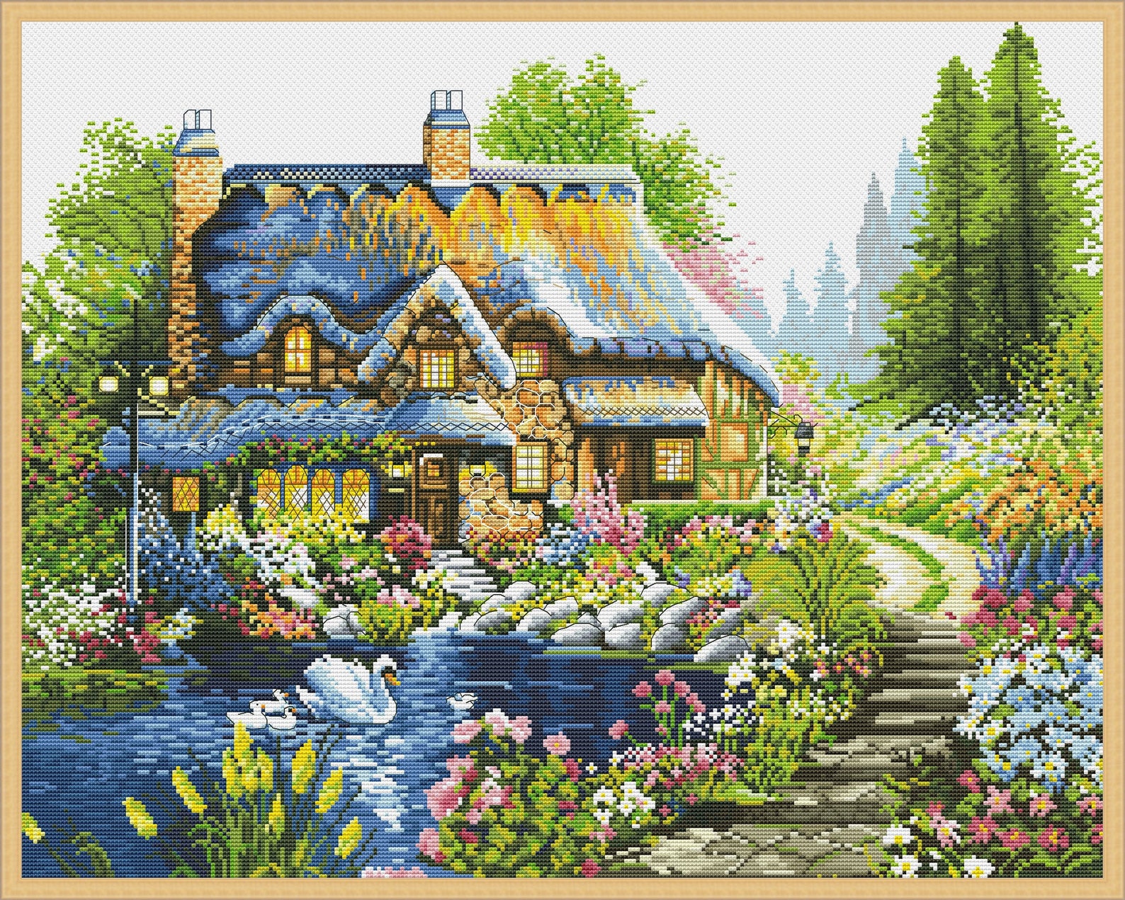 Summer Cottage, Counted Cross Stitch Pattern, Summer Landscape Pattern ...
