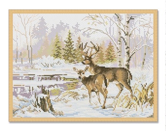 Counted Cross Stitch Pattern "deer by the Lake 92" - Etsy