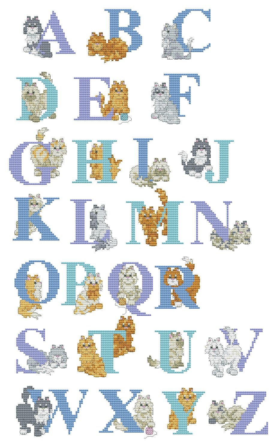 Cats ABC, Counted Cross Stitch Pattern PDF, Alphabet, Letters ...