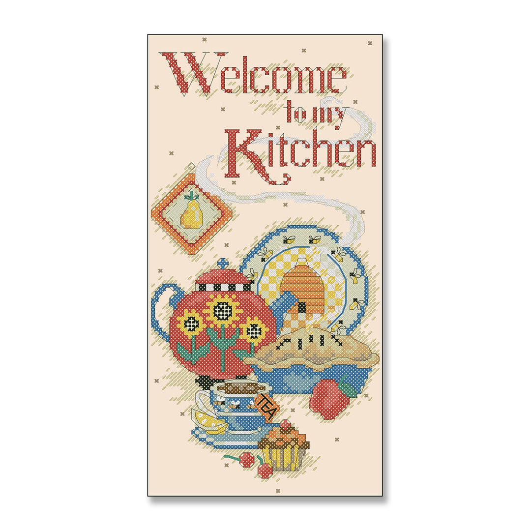 My Kitchen Welcome, Counted Cross Stitch Pattern, Kitchen Still Life ...