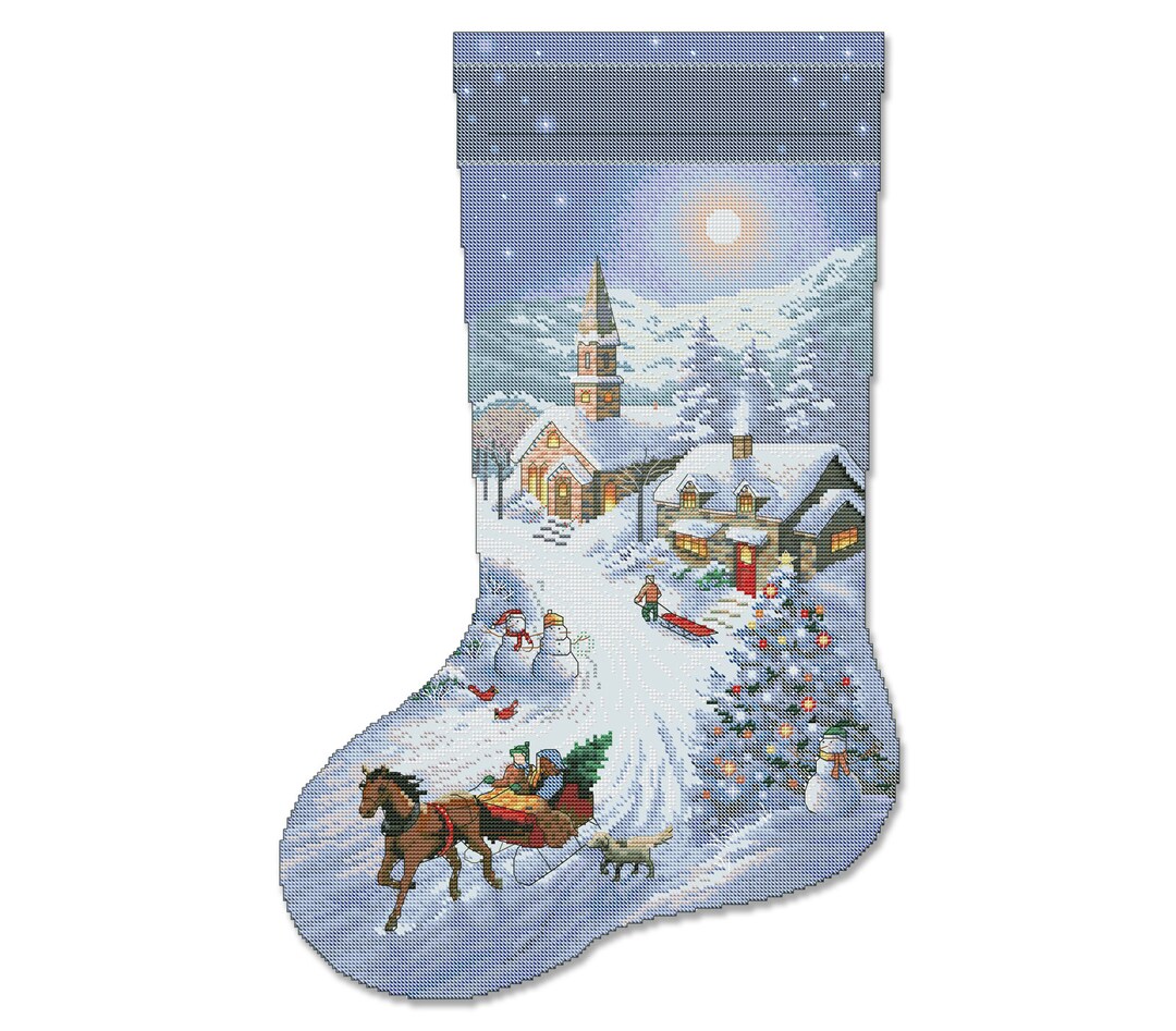 Christmas Stocking, Sleigh Ride at Dusk, Spirit of Christmas, Counted ...