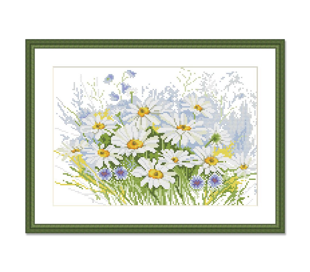 Wildflowers, Cross Stitch Pattern, PDF Digital Pattern, Chamomile, Cornflowers, Bellflower ...