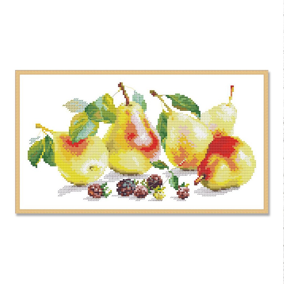 Pears and Berries, Counted Cross Stitch Pattern, Kitchen Still Life ...