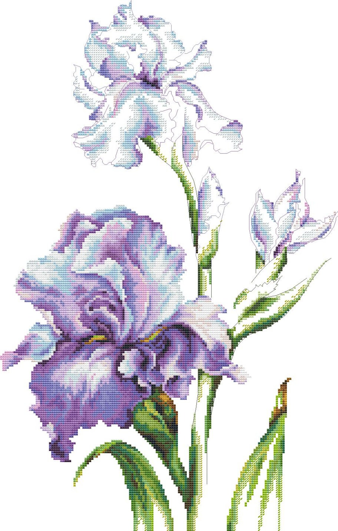 Irises, Cross Stitch Pattern, PDF Digital Pattern, Spring Garden ...