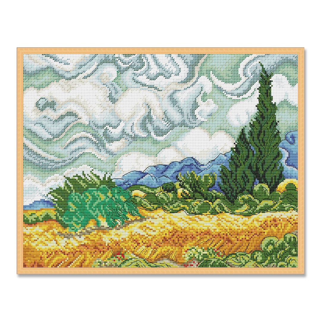 Cypress Trees, Counted Cross Stitch Pattern, Summer Landscape, Forest ...