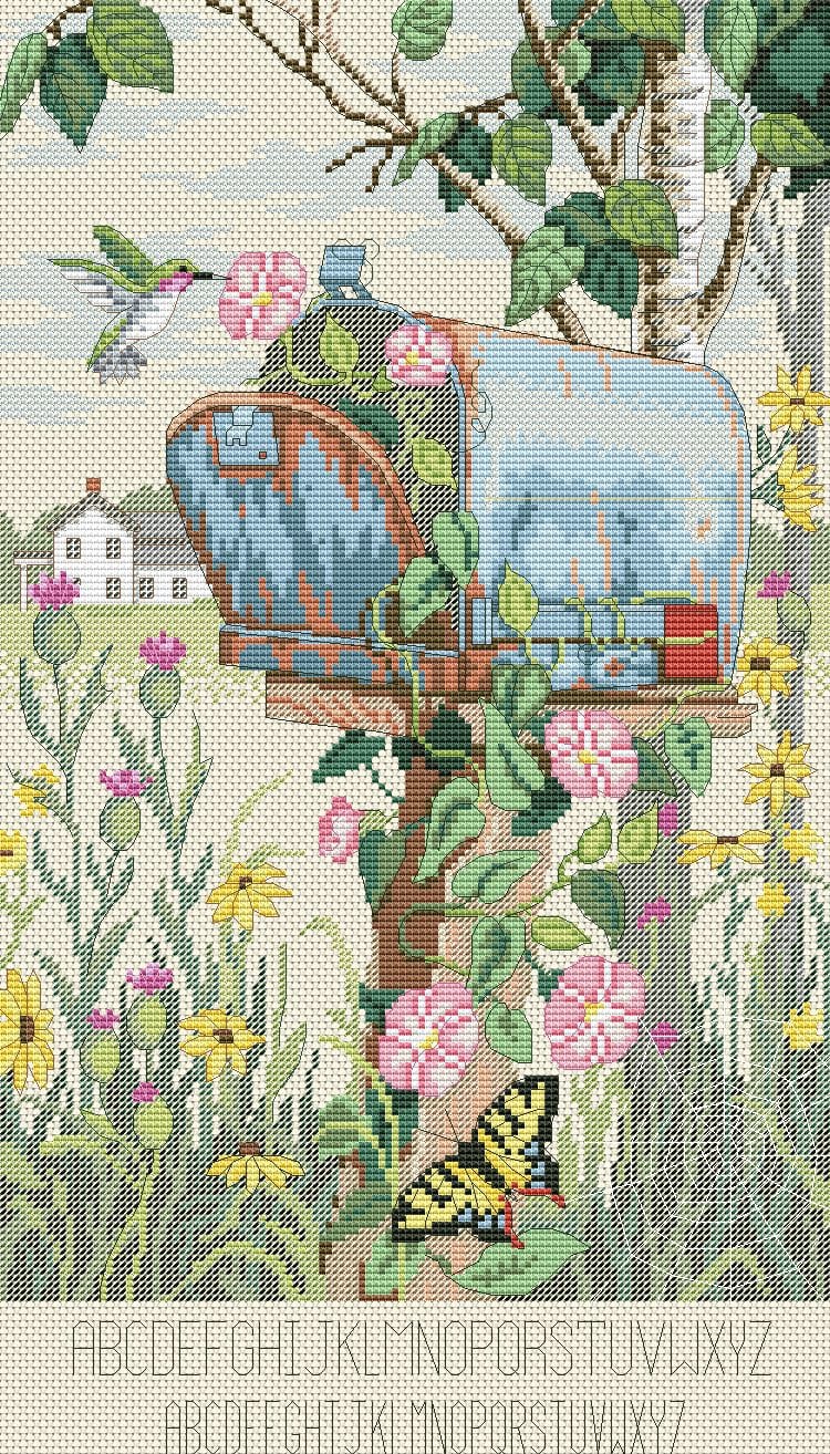 Letter Box, Counted Cross Stitch Pattern, Summer Landscape, Hummingbird ...