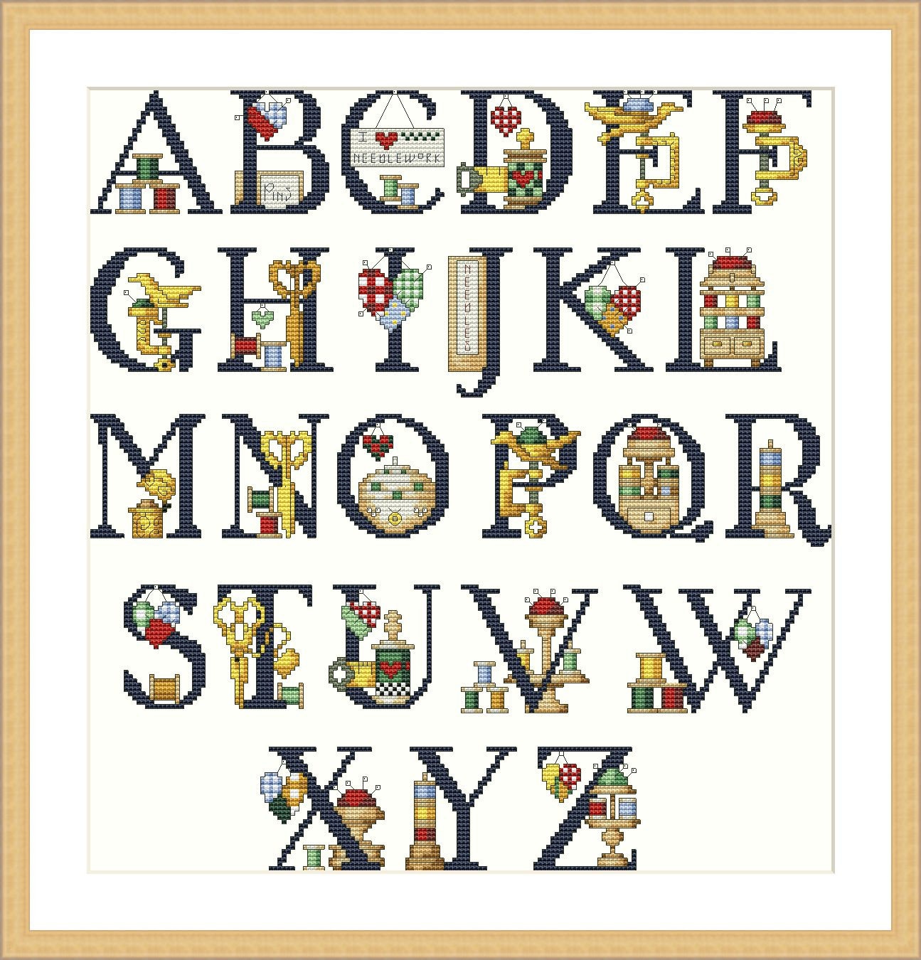 Stitcher's ABC, Counted Cross Stitch Pattern, Vintage Alphabet, Letters ...