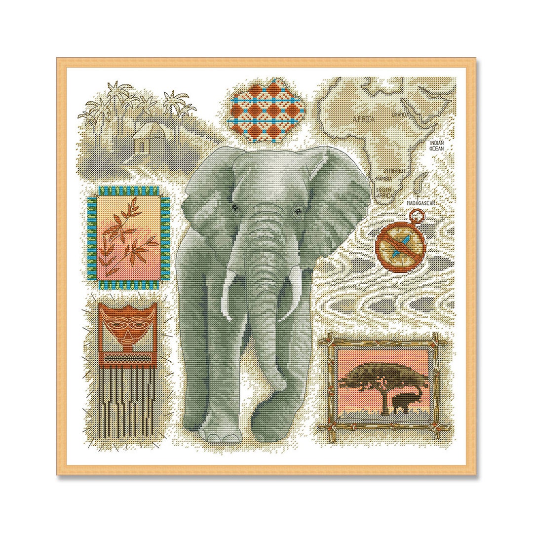 African Elephant, Counted Cross Stitch Pattern, Wild Animals, Summer ...