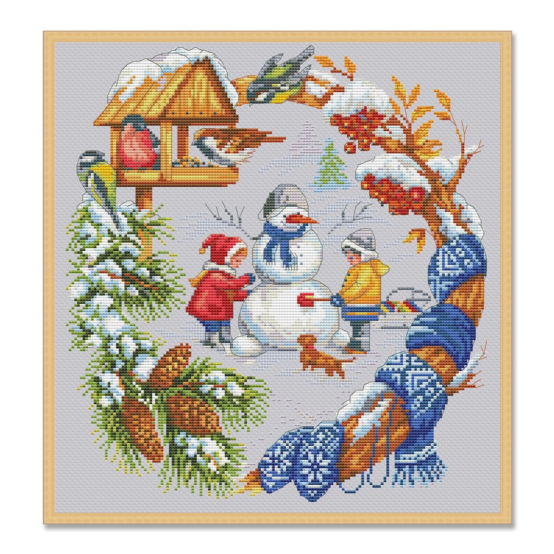 Winter Wreath, Christmas Cross Stitch Pattern, Xmas Tree Stitching ...