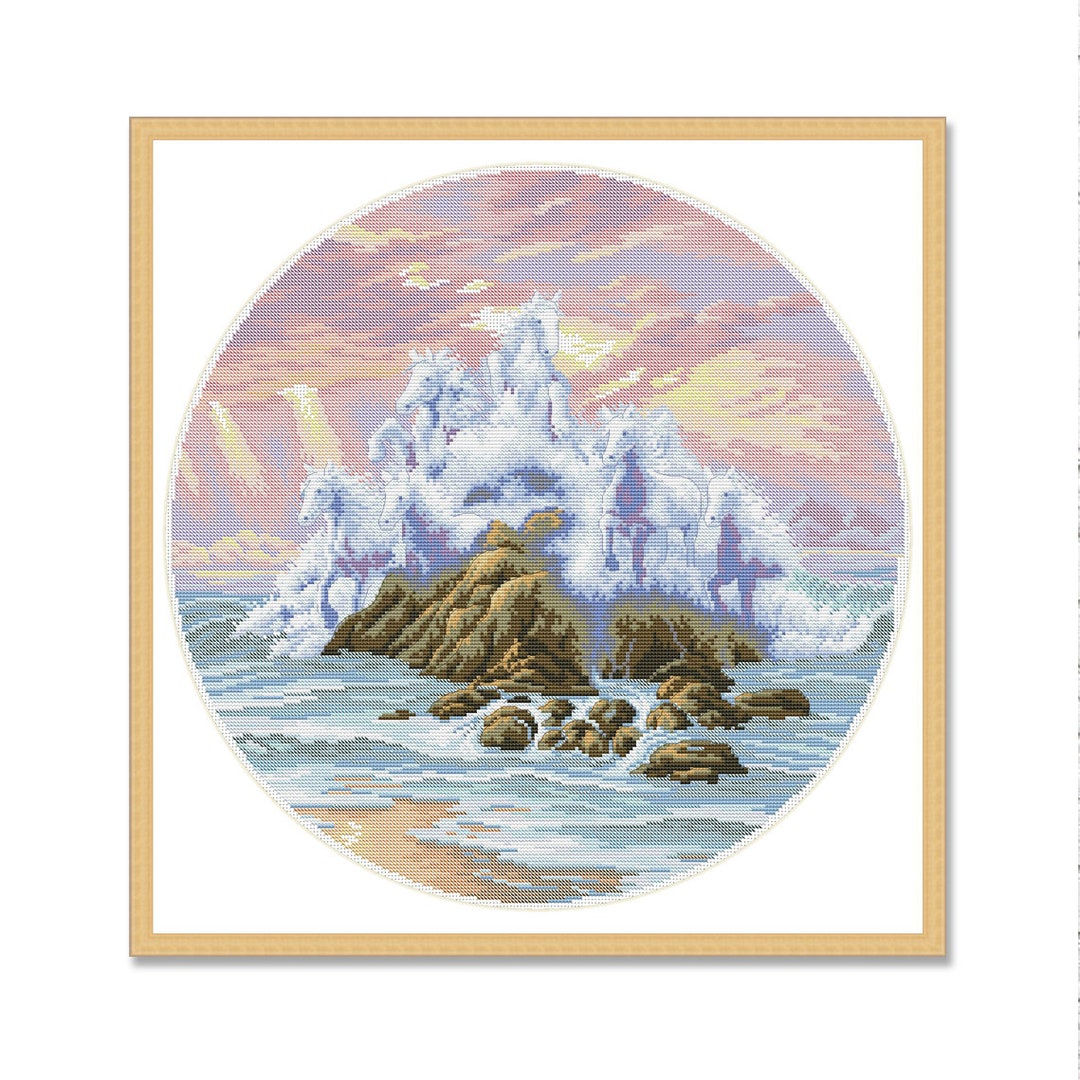 Wild Surf, Counted Cross Stitch Pattern, Sunset, Wave, Seascape ...