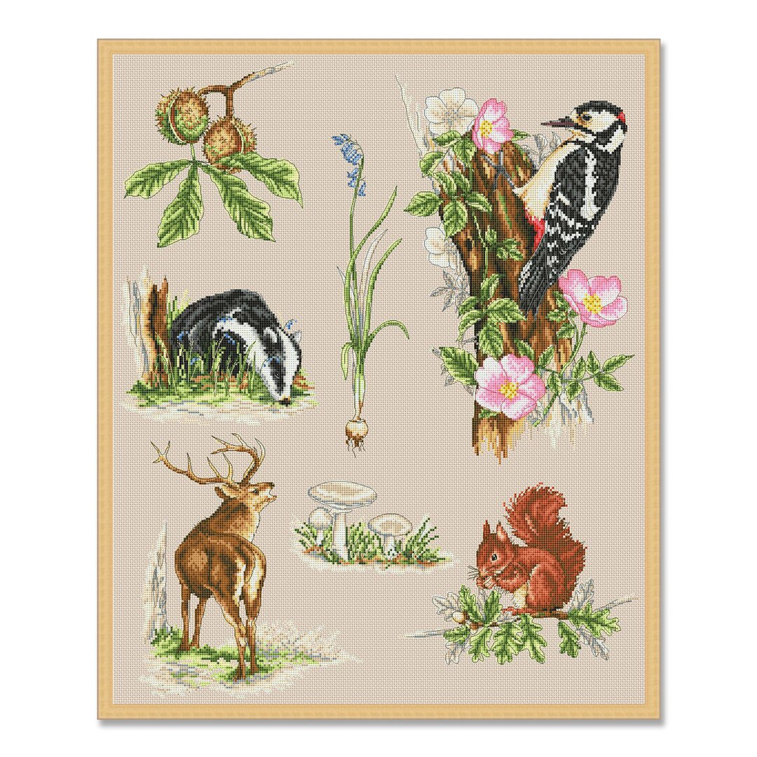 Woodland Collection, Counted Cross Stitch Pattern, Wild Animals, Forest ...