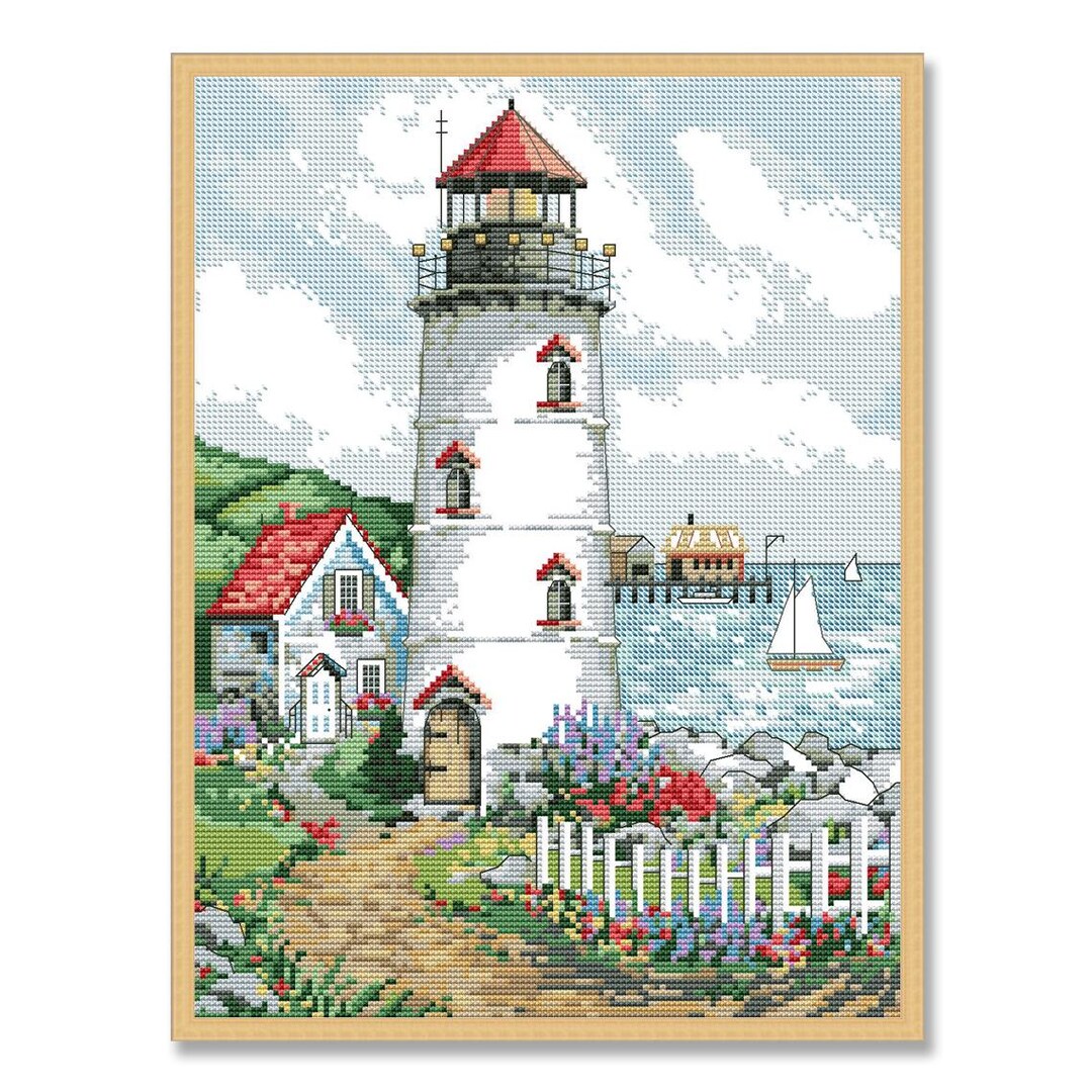 Lighthouse, Counted Cross Stitch Pattern, Summer Landscape, Hand ...