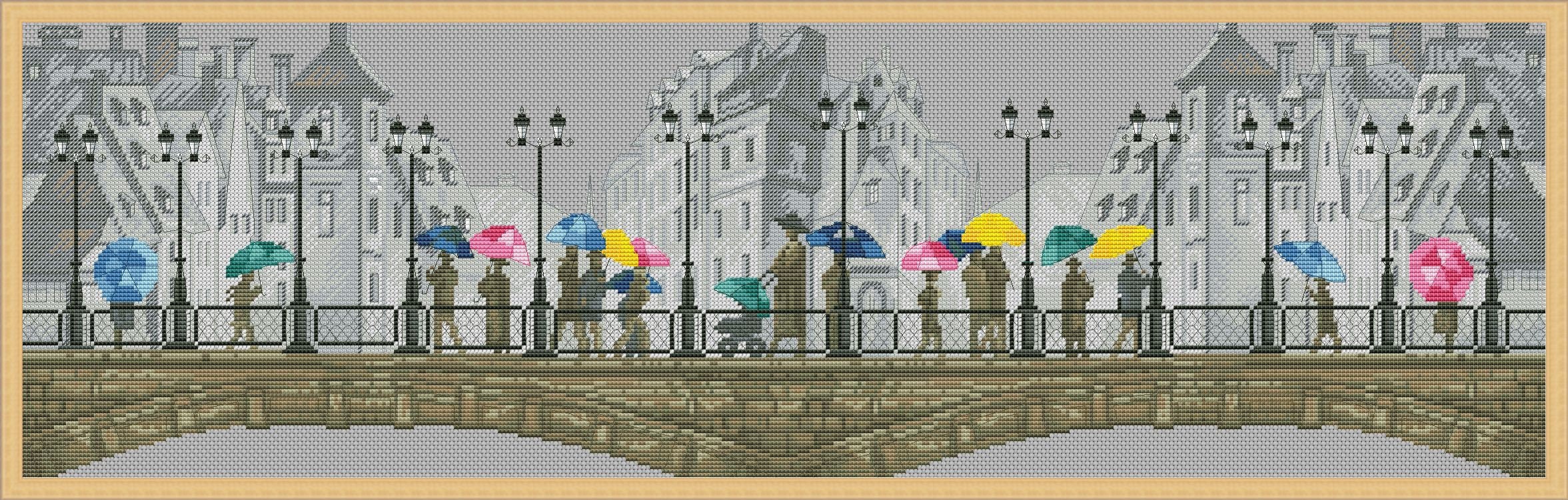 Colored Umbrellas, Counted Cross Stitch Pattern, Summer Landscape ...