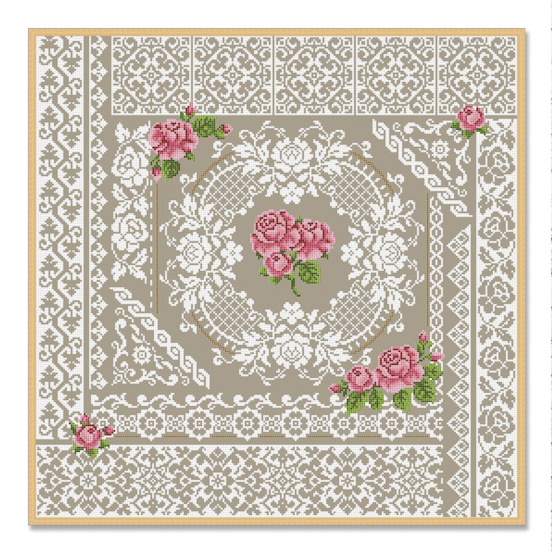 Roses and Lace, Flower Sampler, Counted Cross Stitch Pattern, Spring ...