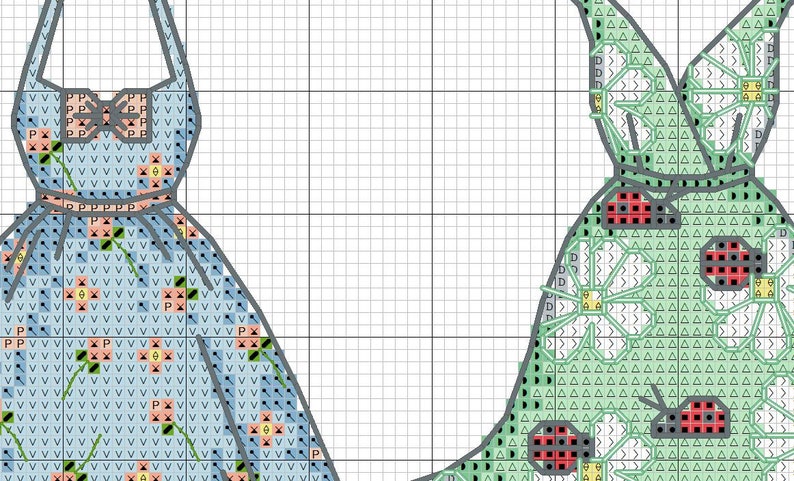 Pretty Retro Dress, Cross Stitch Pattern, Vintage Girl Dress, Digital ...