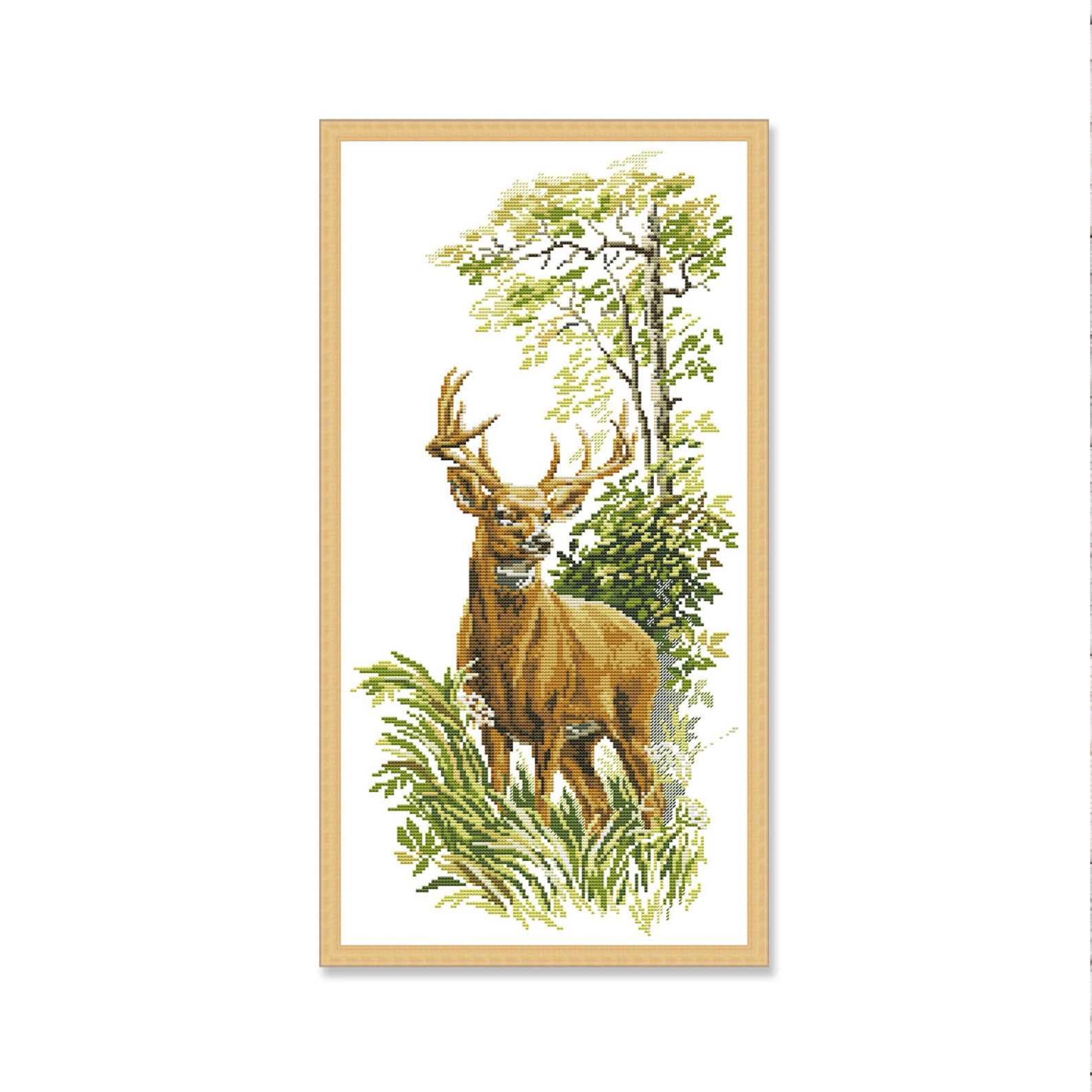 Deer, Counted Cross Stitch Pattern, Wild Animals, Summer Forest, Hand ...