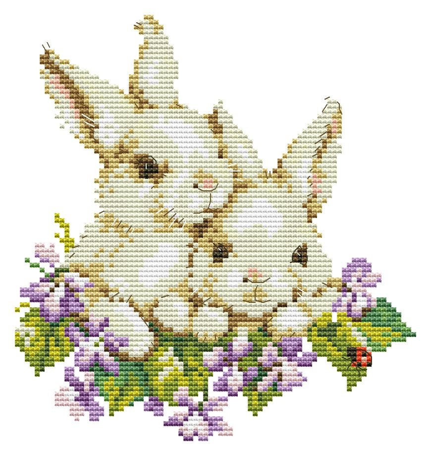 Rabbits Counted Cross Stitch Pattern Animal Spring Flowers - Etsy